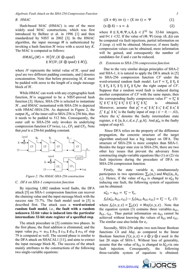 Algebraic Fault Attack on the SHA-256 Compression Function | PDF