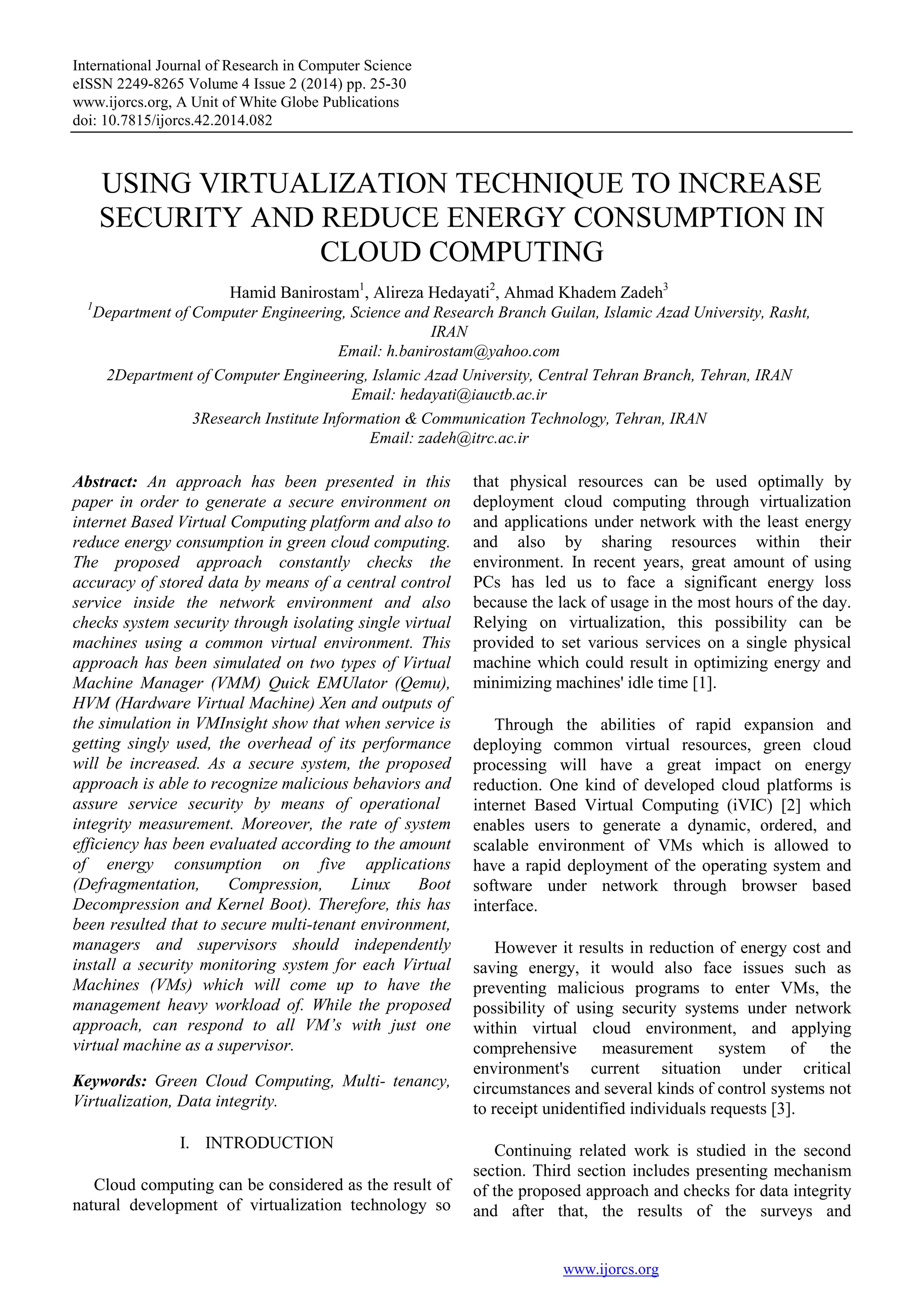 Using Virtualization Technique to Increase Security and Reduce Energy Consumption in Cloud ...
