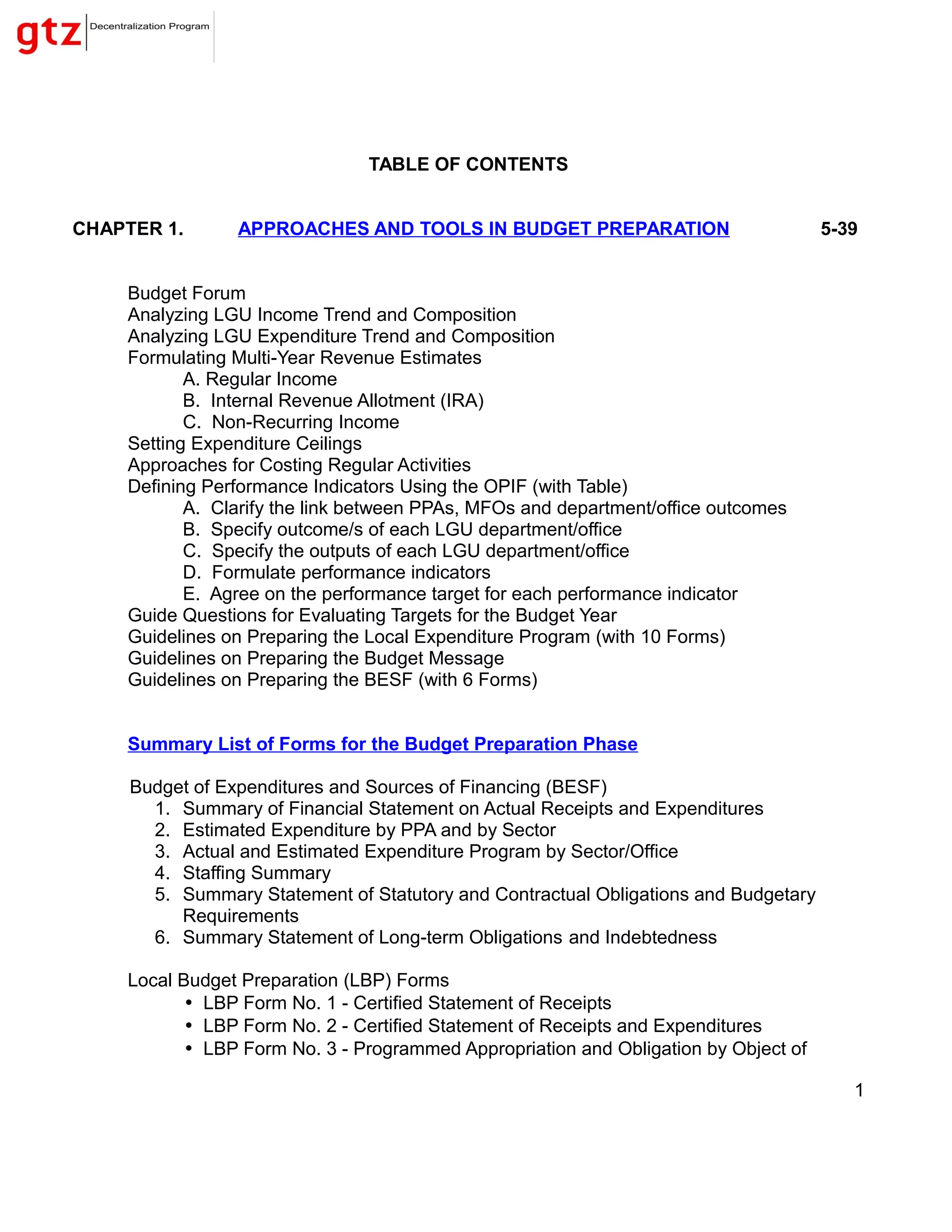 Vol5 LGU Budget And Expenditure Management Tools | PDF