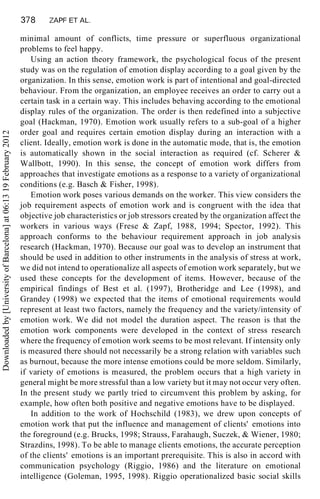 Emotion work as a source of stress: The concept and the development of ...