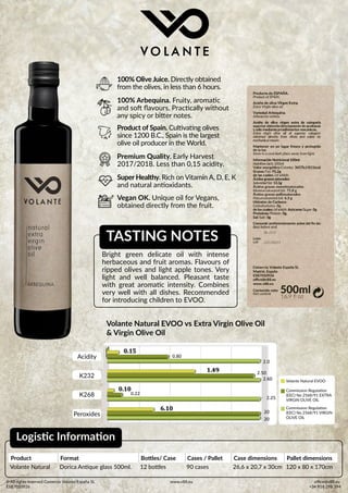 Volante natural Extra Virgin Olive Oil technical_specs_eng | PDF ...