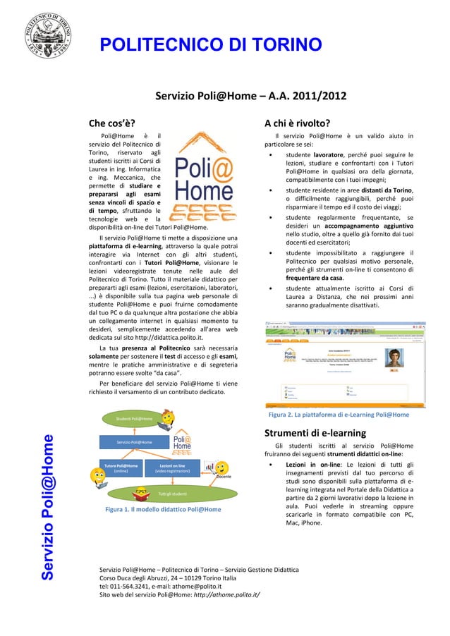 Servizio Poli@Home - e-Learning al Politecnico di Torino | PDF