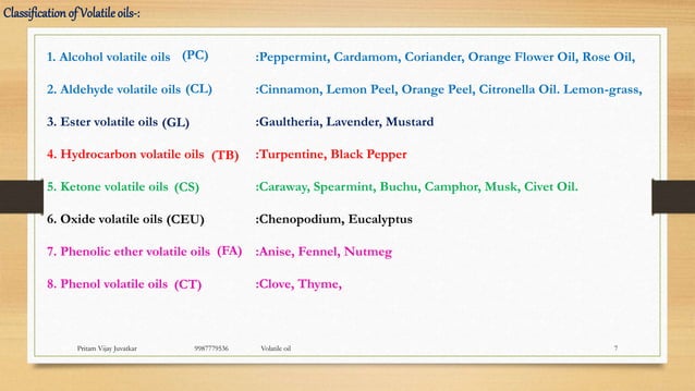 Volatile oil | PPTX | Perfume and Fragrance | Beauty