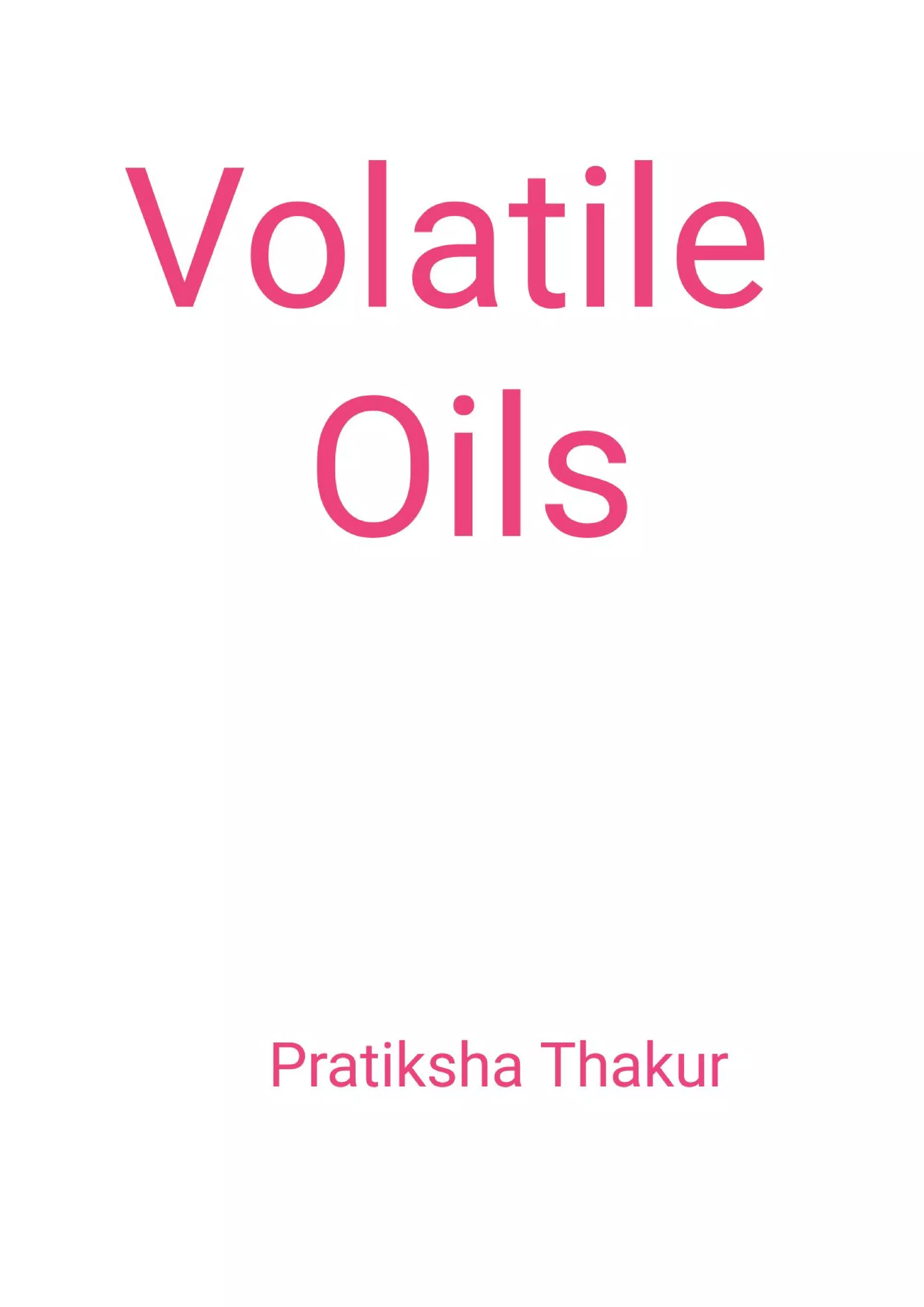 Volatile Oils | PDF
