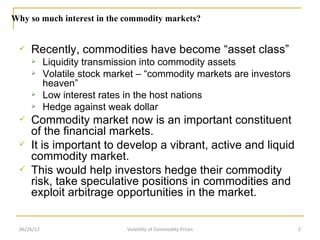 Volatility of commodity prices policy responses | PPT