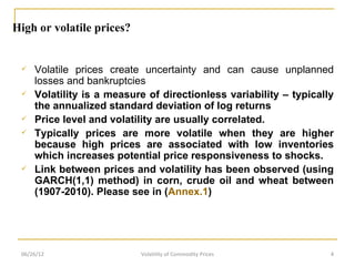Volatility of commodity prices policy responses | PPT