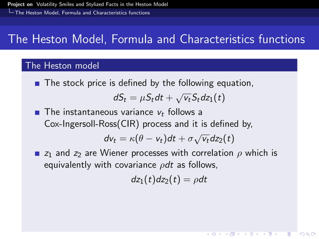 Volatility Smiles and Stylised Facts in the Heston Model | PDF