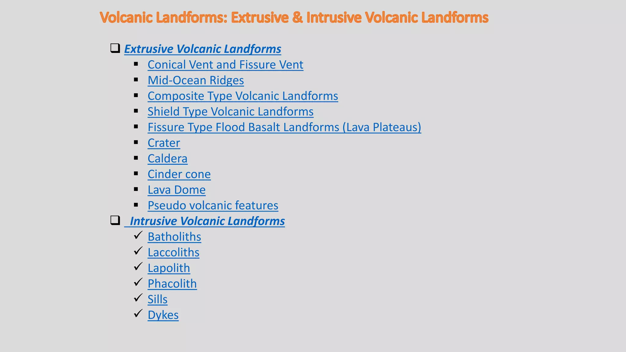Volcanic landforms intrusive extrusive | PPTX