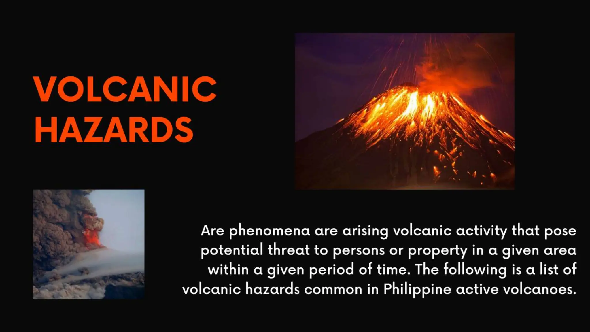 "DISASTER READINESS AND RISK REDUCTION: Various Volcano-related Hazards ...