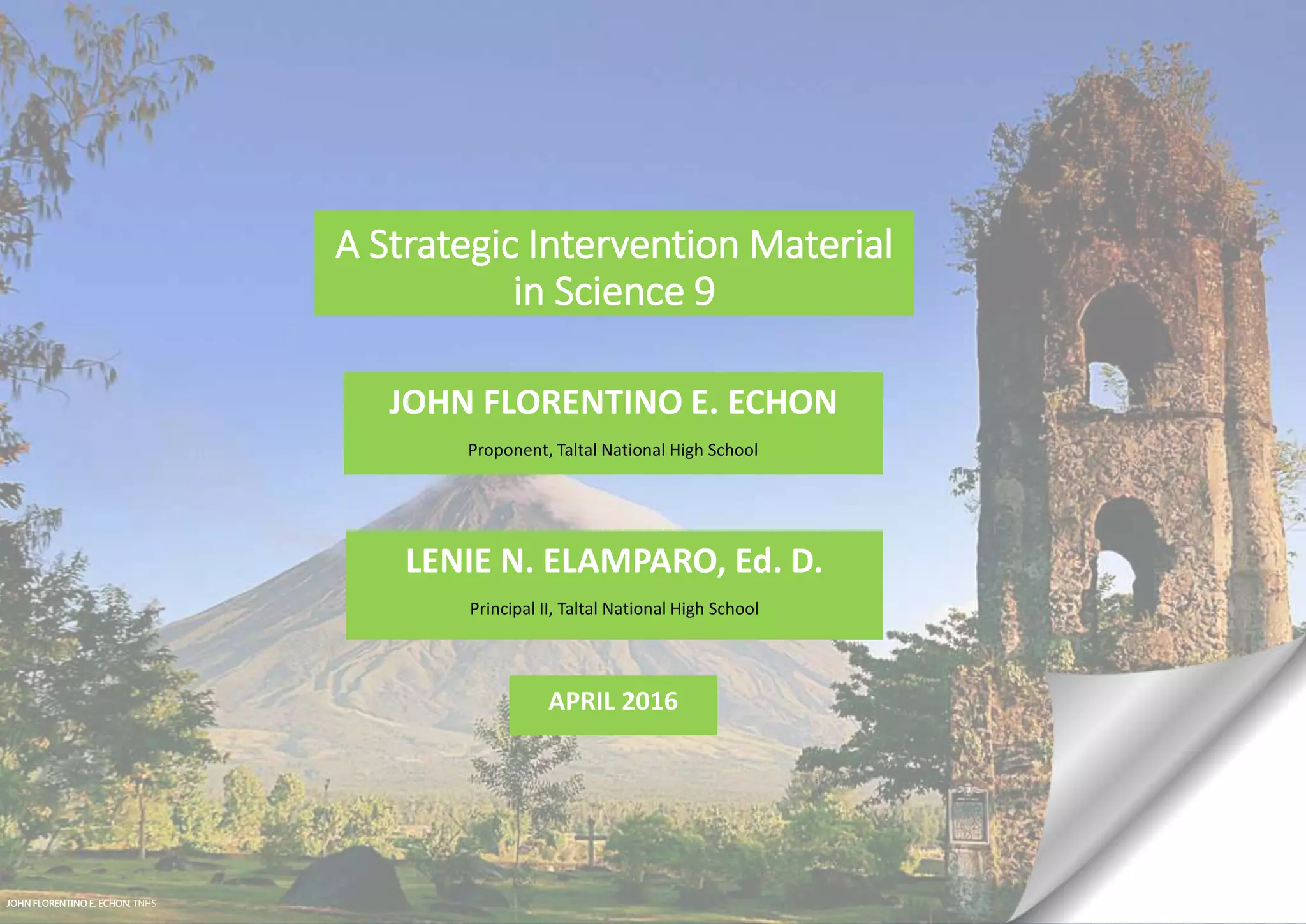 Intervention Material in Science: Types of Volcanoes | PPTX