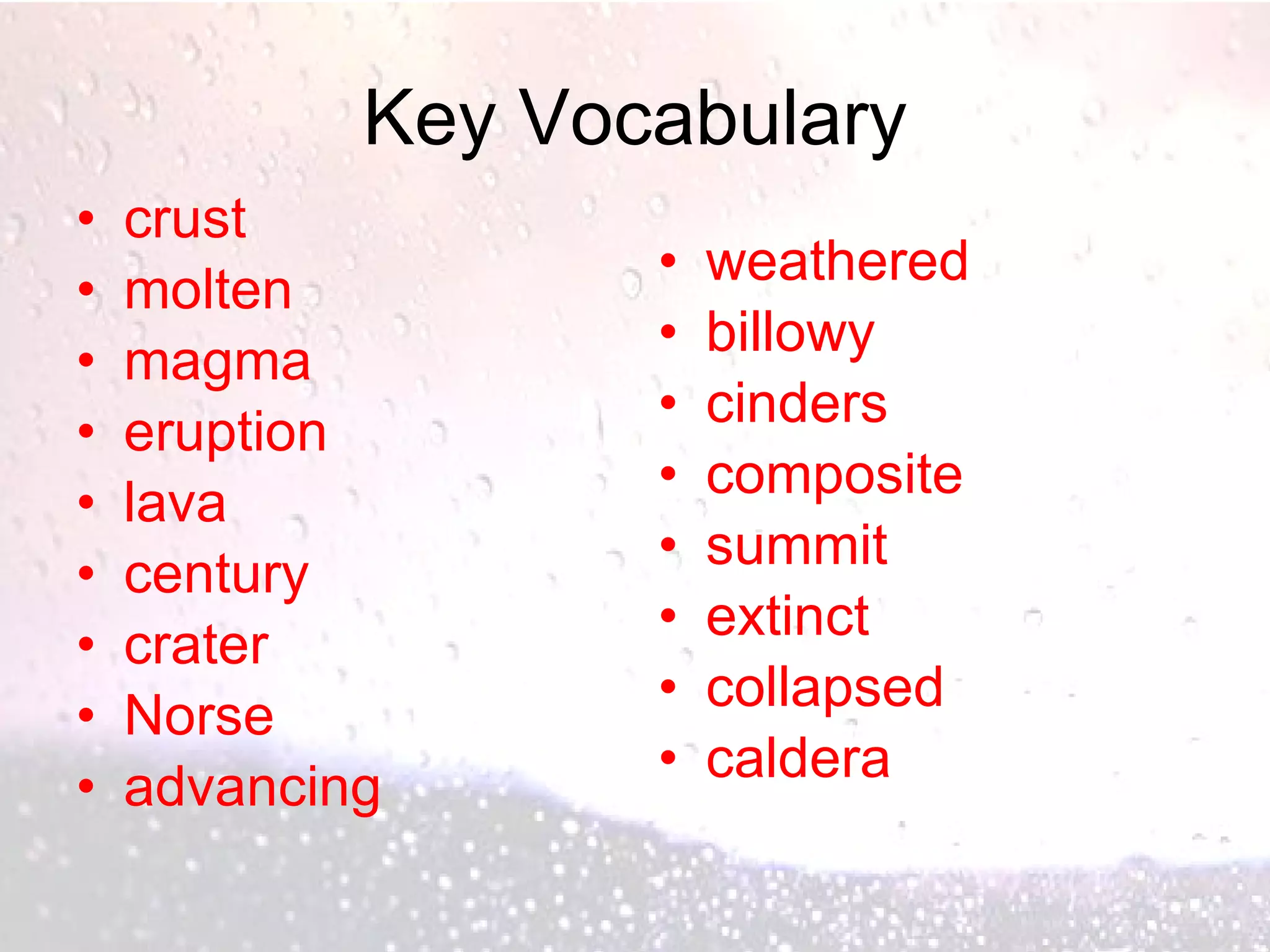Volcanoes Vocabulary | PPT