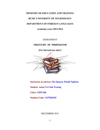 Bài báo cáo môn Translation_Võ Linh Trường | DOCX | Education