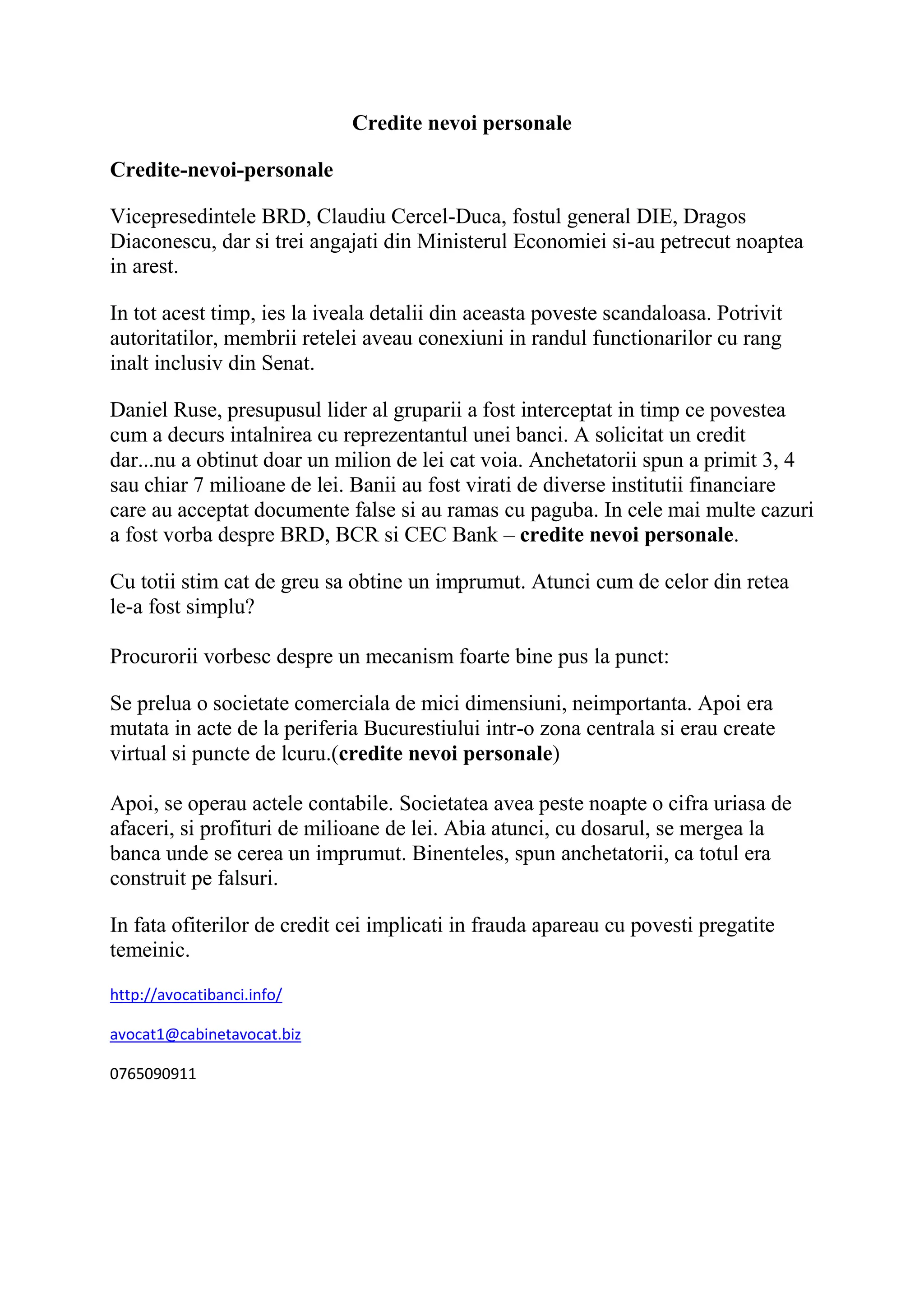 Credite nevoi personale | PDF
