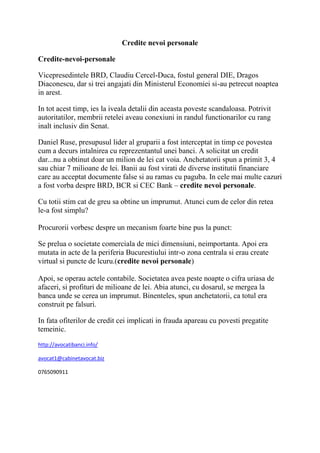 Credite nevoi personale | PDF