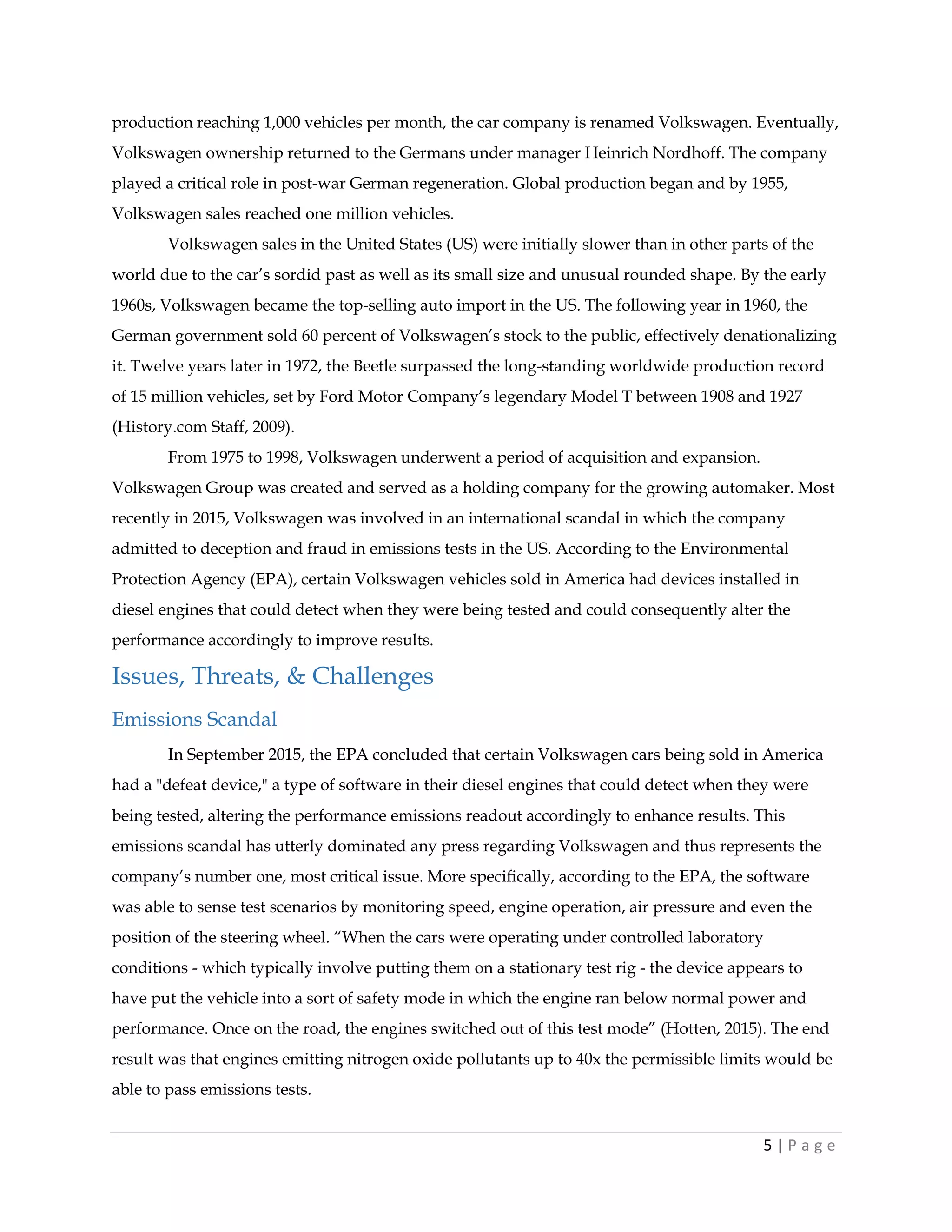 Volkswagen - Developing Strategies for Competitive Advantage | PDF