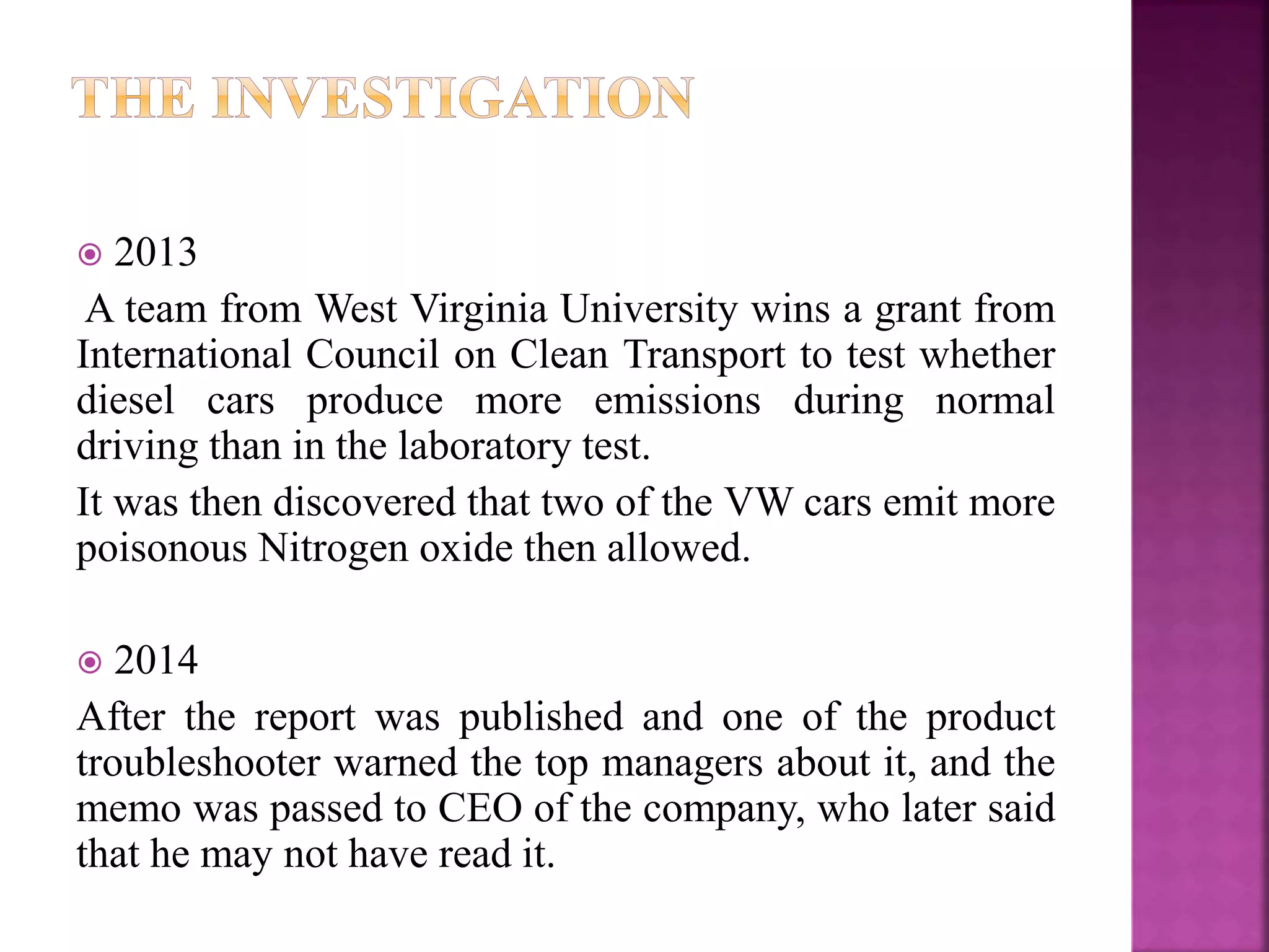 Volkswagen Emission Scandal 2015 | PPTX