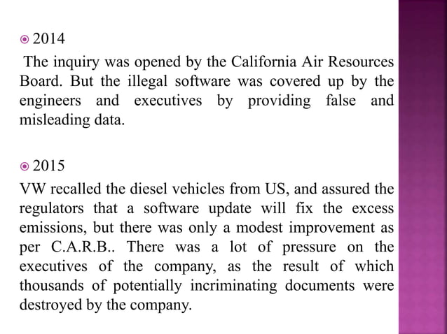 Volkswagen Emission Scandal 2015 | PPTX | Automotive Industry | Industries