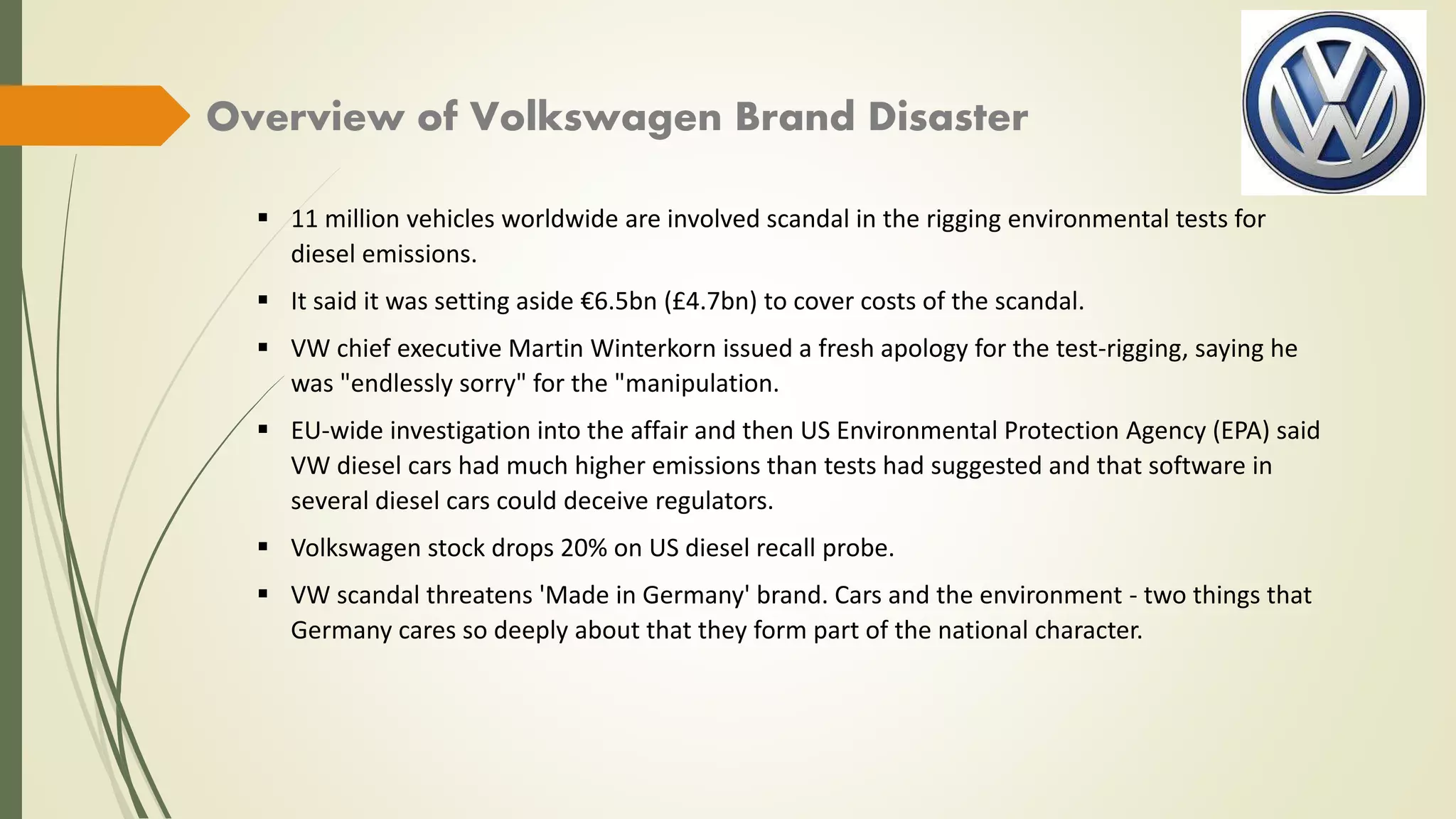Volkswagen brand disaster | PPTX