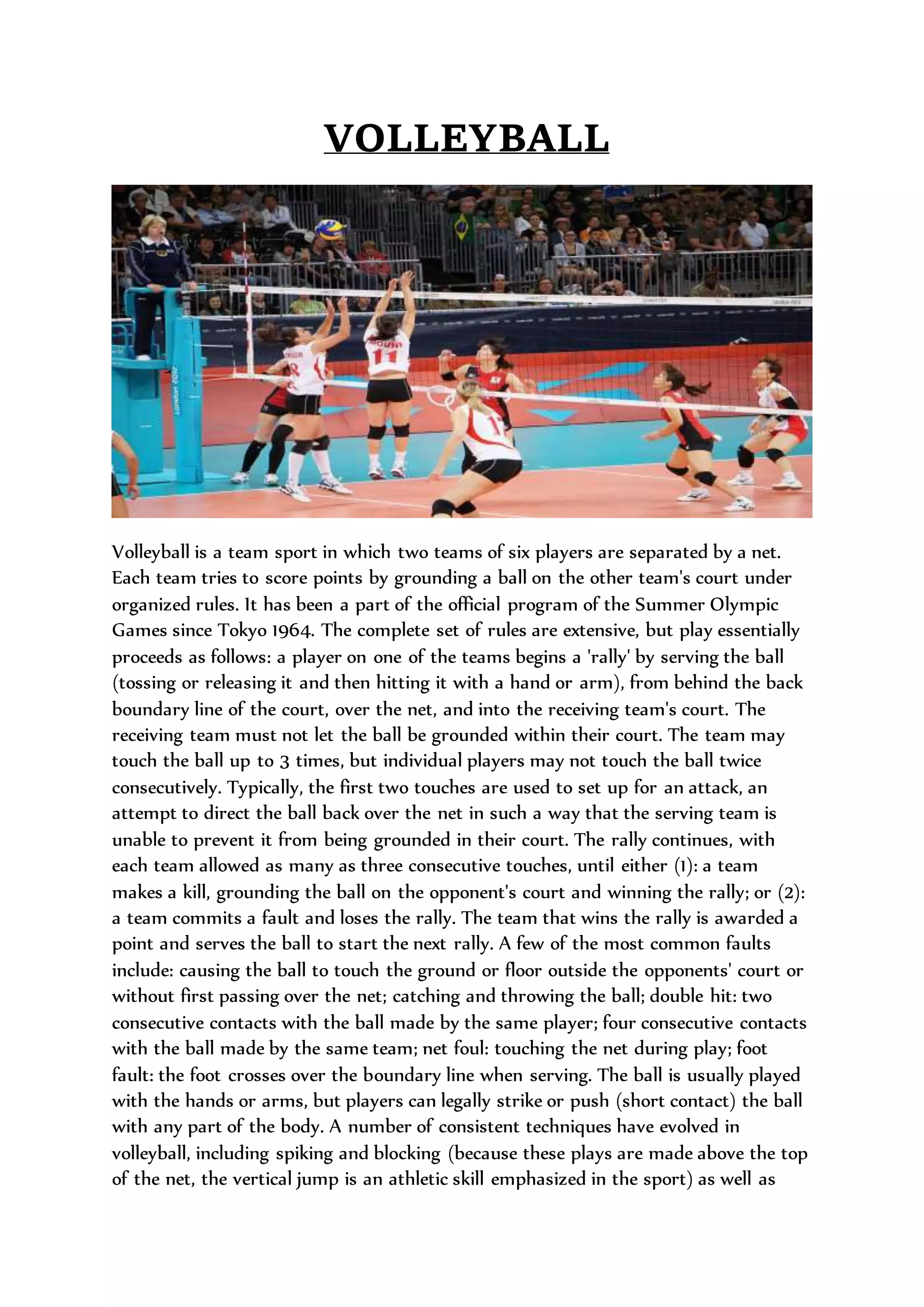 Phyical Education Project Class 12 CBSE on Volleyball | DOCX