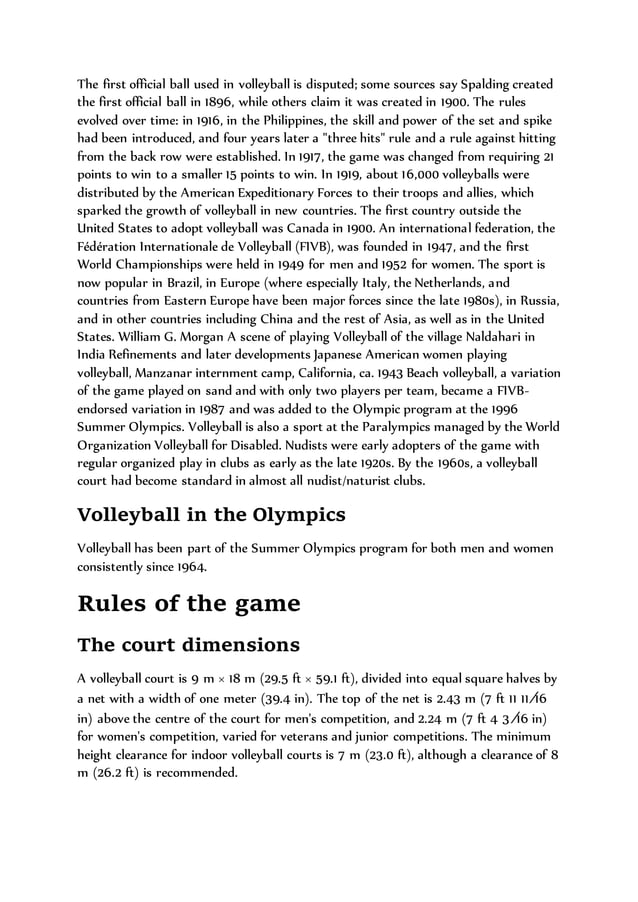 Phyical Education Project Class 12 CBSE on Volleyball | DOCX