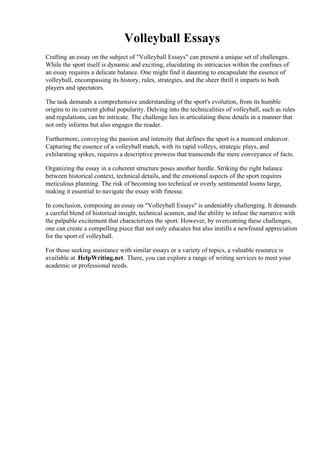 Volleyball Essays | PDF