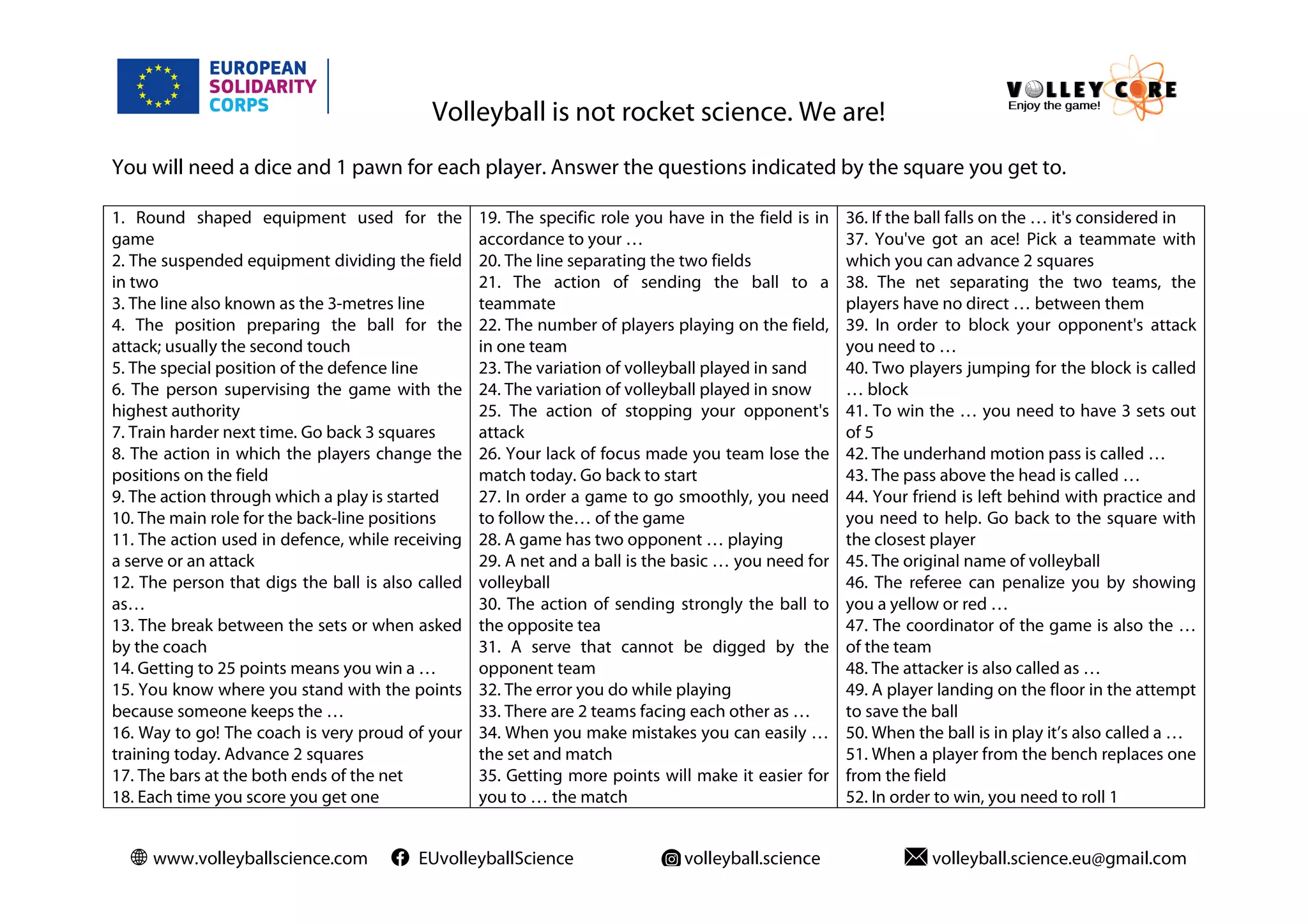 Volleyball vocabulary | PDF