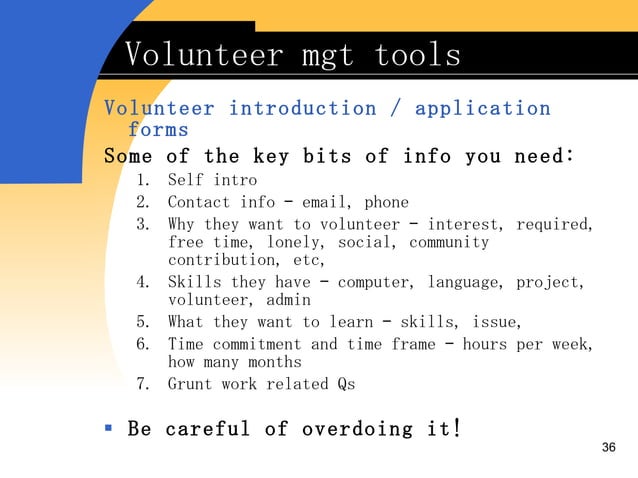 Volunteer Mgt Workshop | PPT