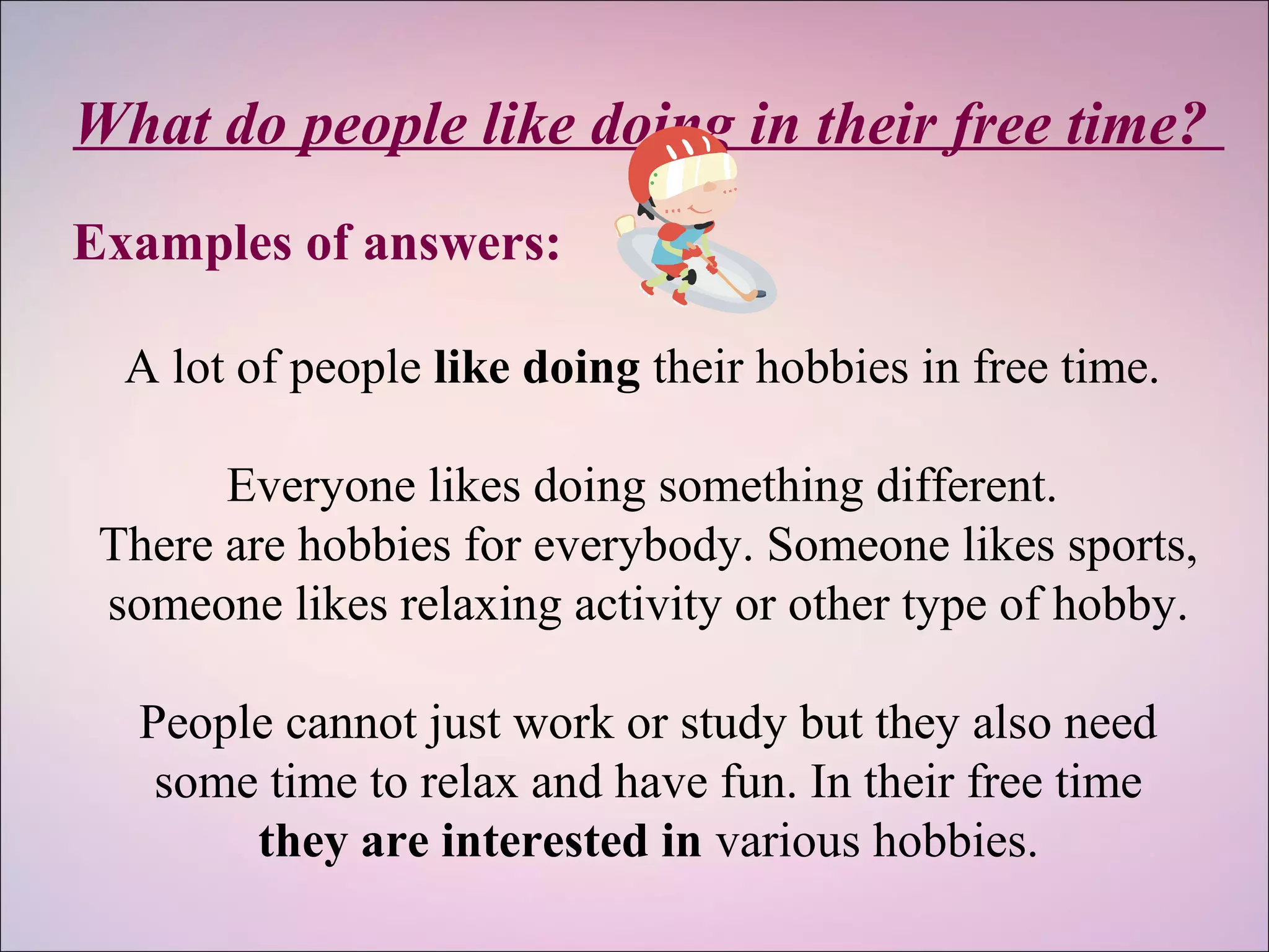 Free time hobbies | PPT