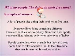 Free time hobbies | PPT