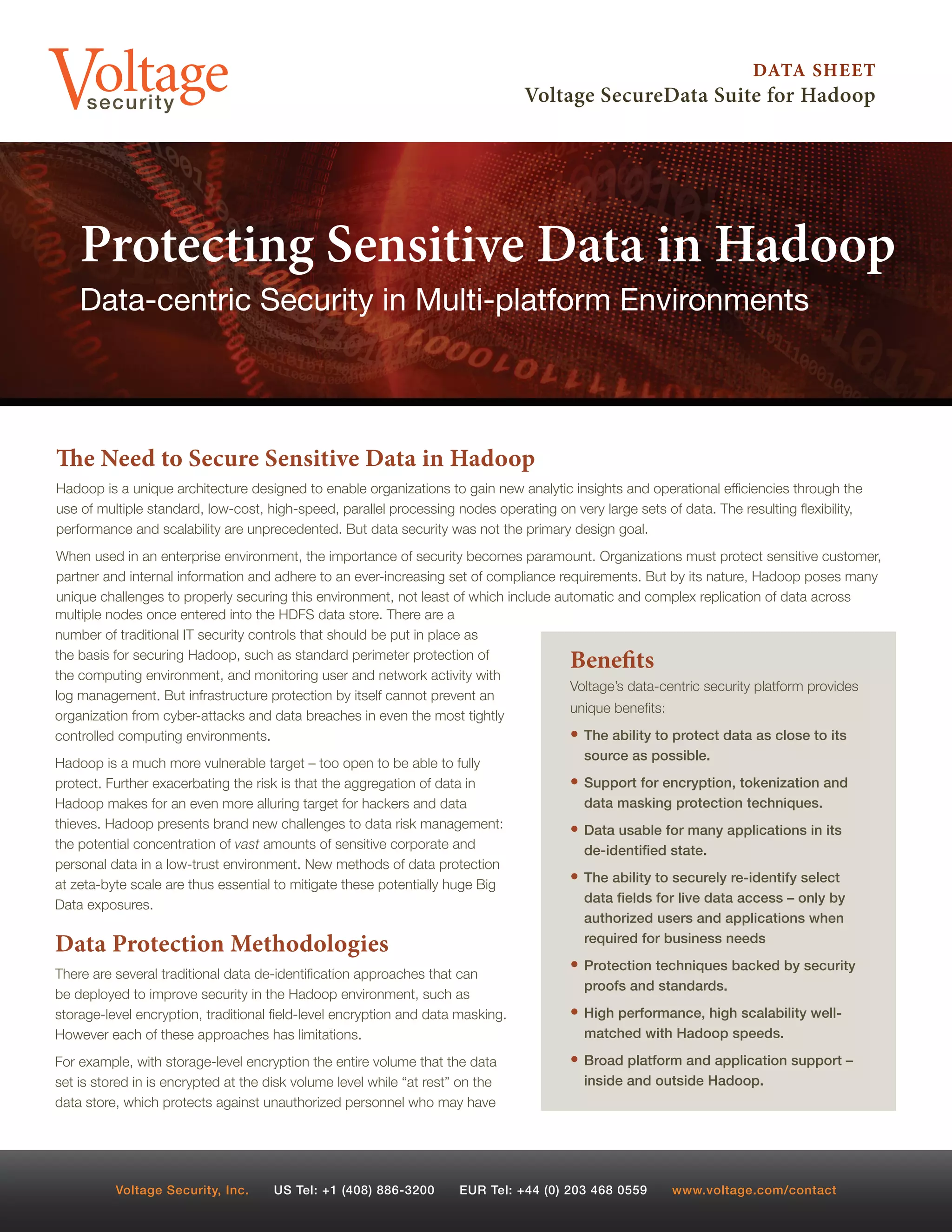 Voltage Security, Protecting Sensitive Data in Hadoop | PDF