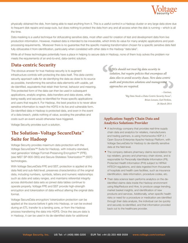 Voltage Security, Protecting Sensitive Data in Hadoop | PDF