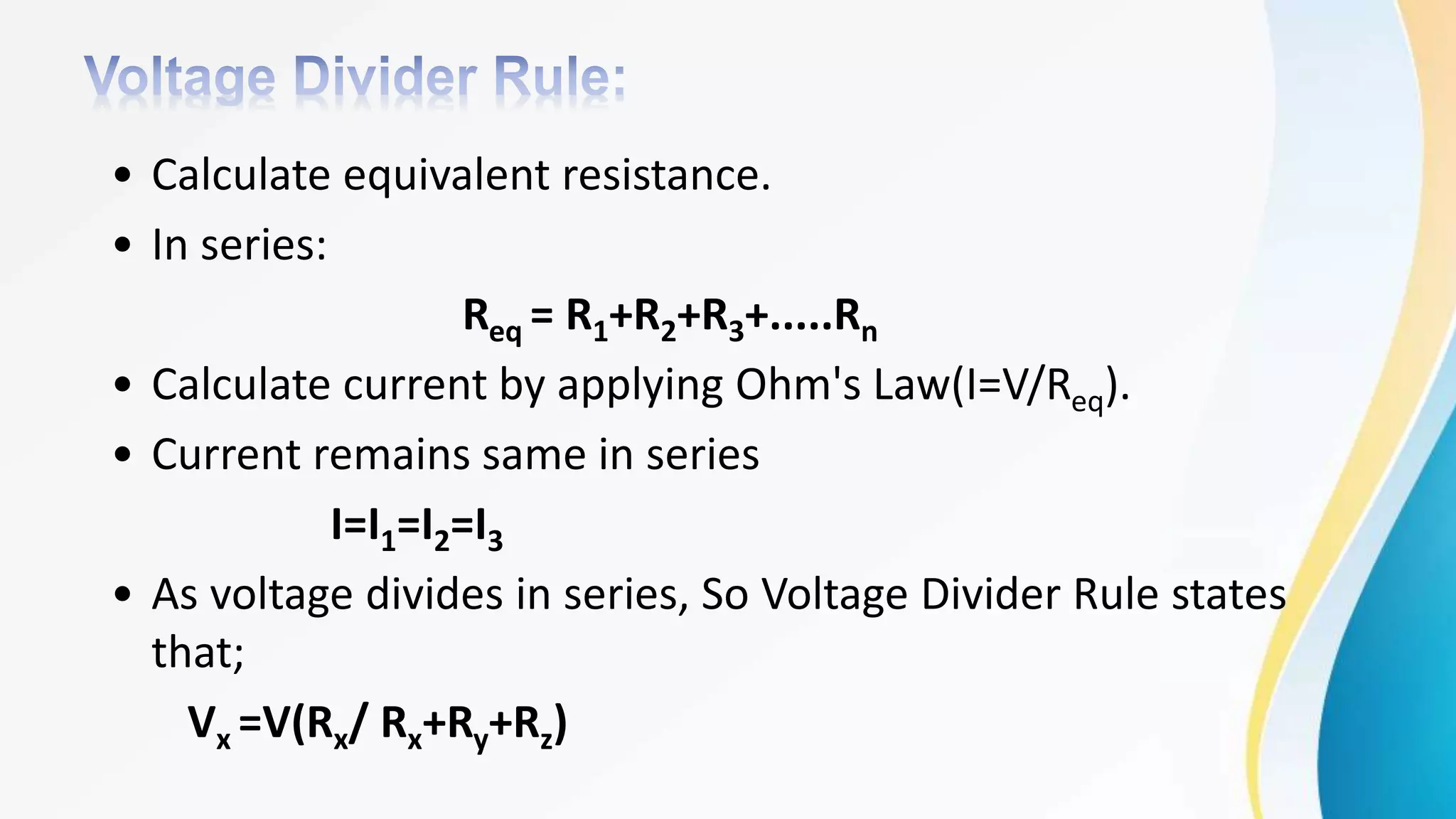 Voltage and current division rule | PPTX