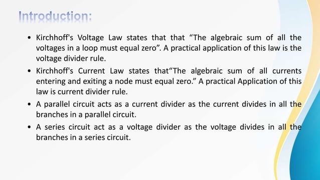 Voltage and current division rule | PPTX