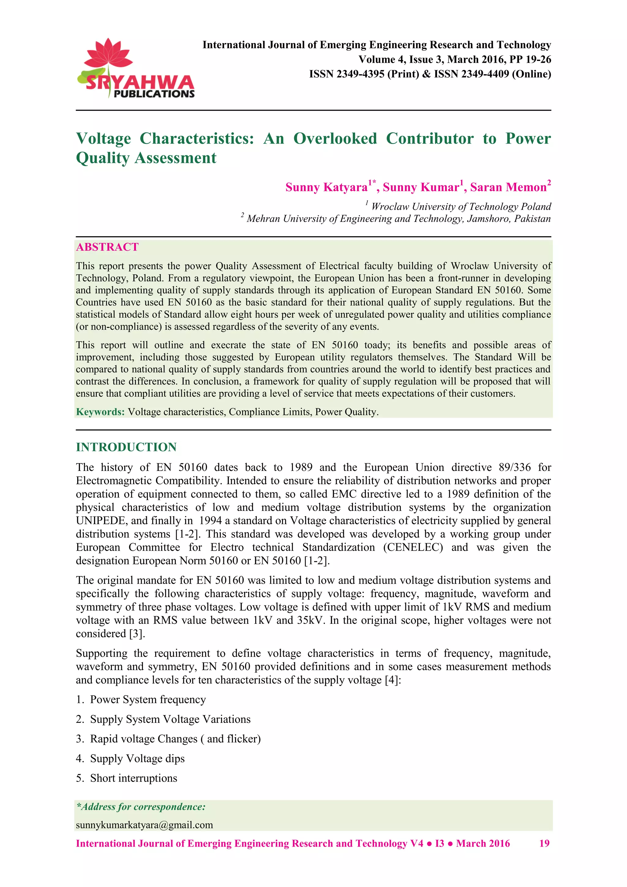 Voltage characteristics an overlooked contributor to power quality ...