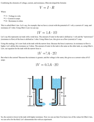 Voltage, current, resistance, and ohm's law | PDF