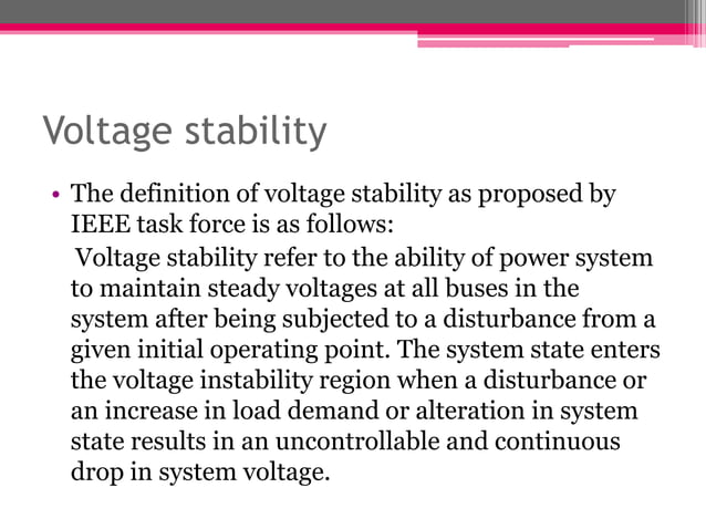 Power system voltage stability | PPT