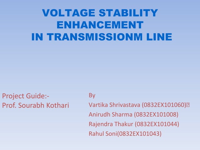 Voltage stability enhancement of a Transmission Line | PPT | Physics | Science