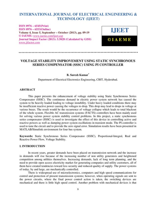 Voltage stability improvement using static synchronous series compensator sss | PDF | Power and ...