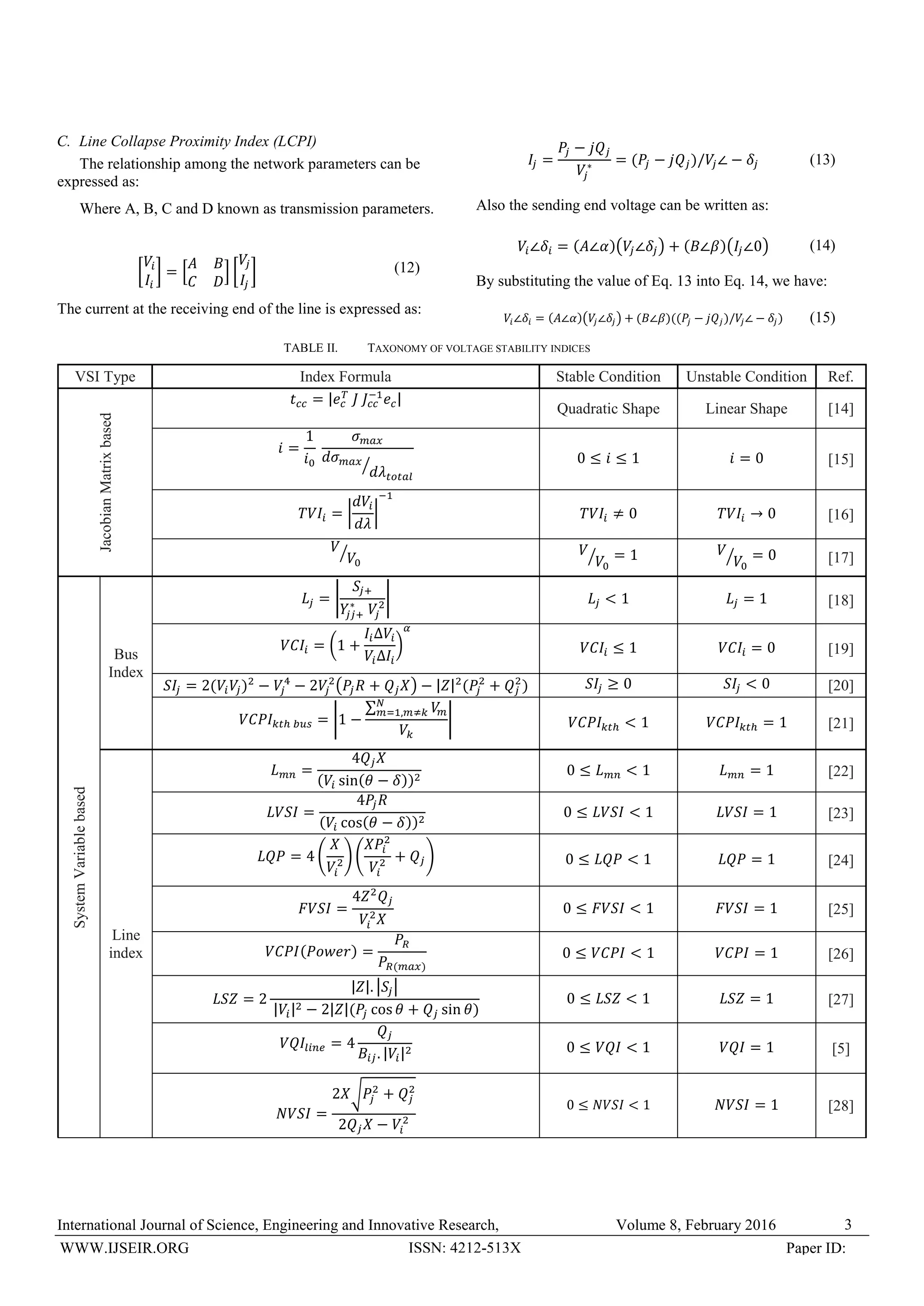Voltage Stability Indices: Taxonomy, Formulation and Calculation algorithm | PDF