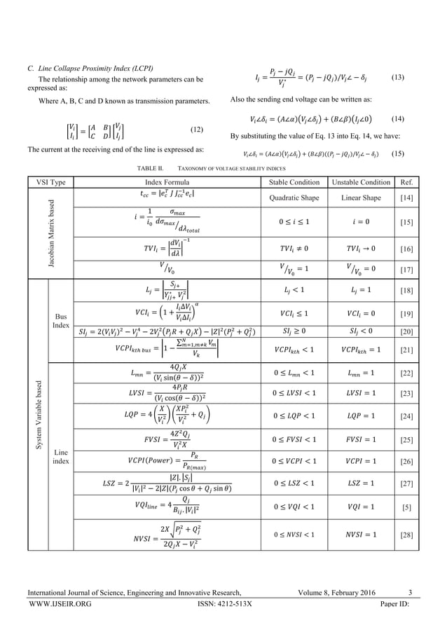 Voltage Stability Indices: Taxonomy, Formulation and Calculation algorithm | PDF
