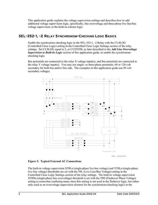Voltage supervision of the synchronism checking element in the sel-352 ...