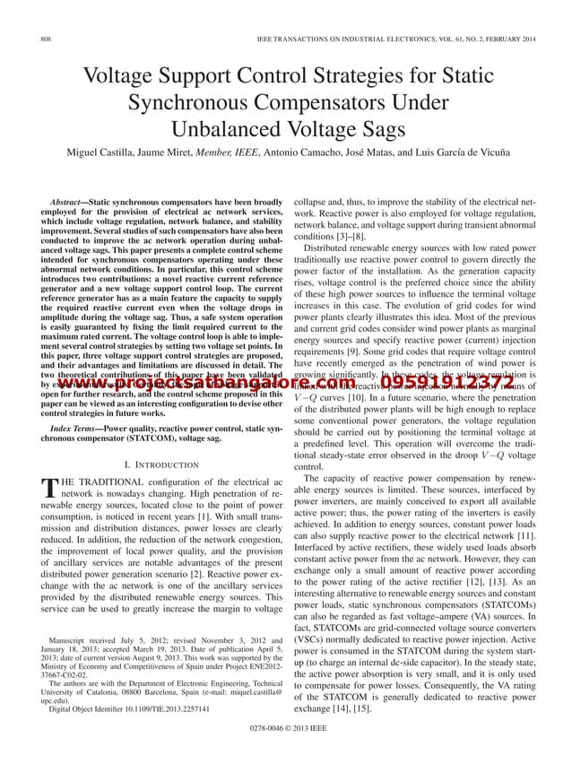 Voltage Support Control Strategies for Static Synchronous Compensators Under Unbalanced Voltage ...