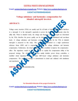 Voltage Unbalance & Harmonics Compensation Islanded Microgrid Inverters | PDF