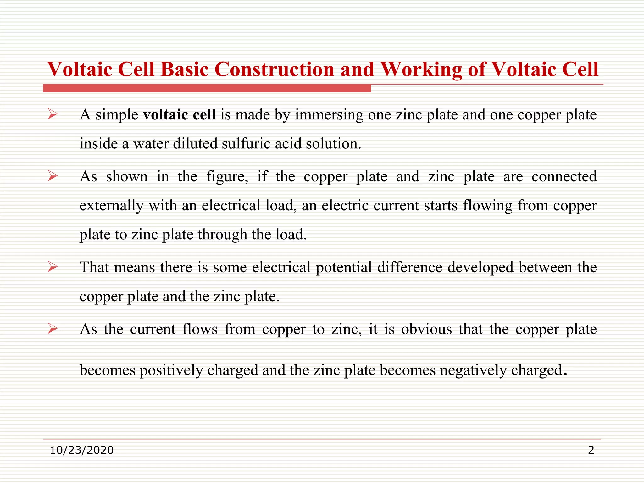 Voltaic Cell Basic Construction and Working of Voltaic Cell | PDF