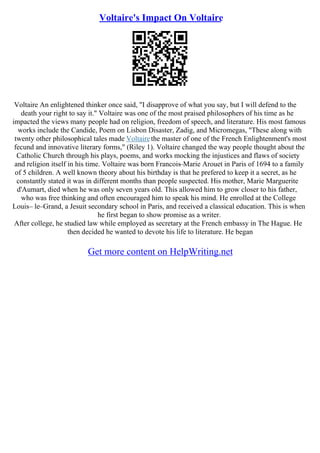 Voltaire Essays | PDF
