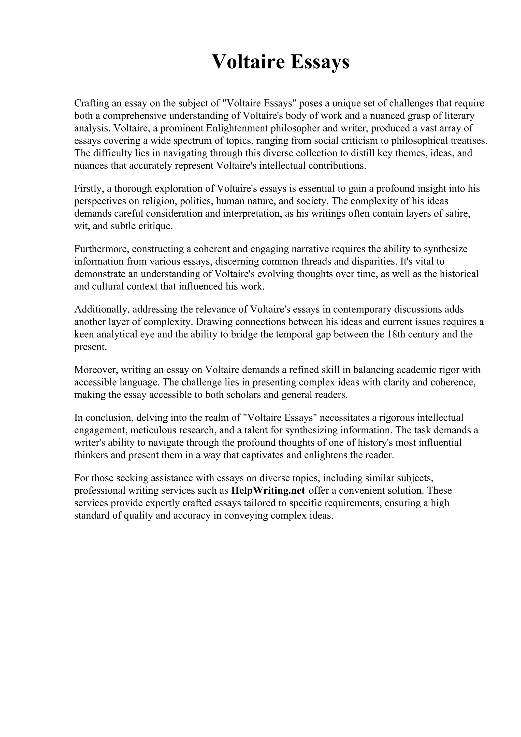 Voltaire Essays | PDF