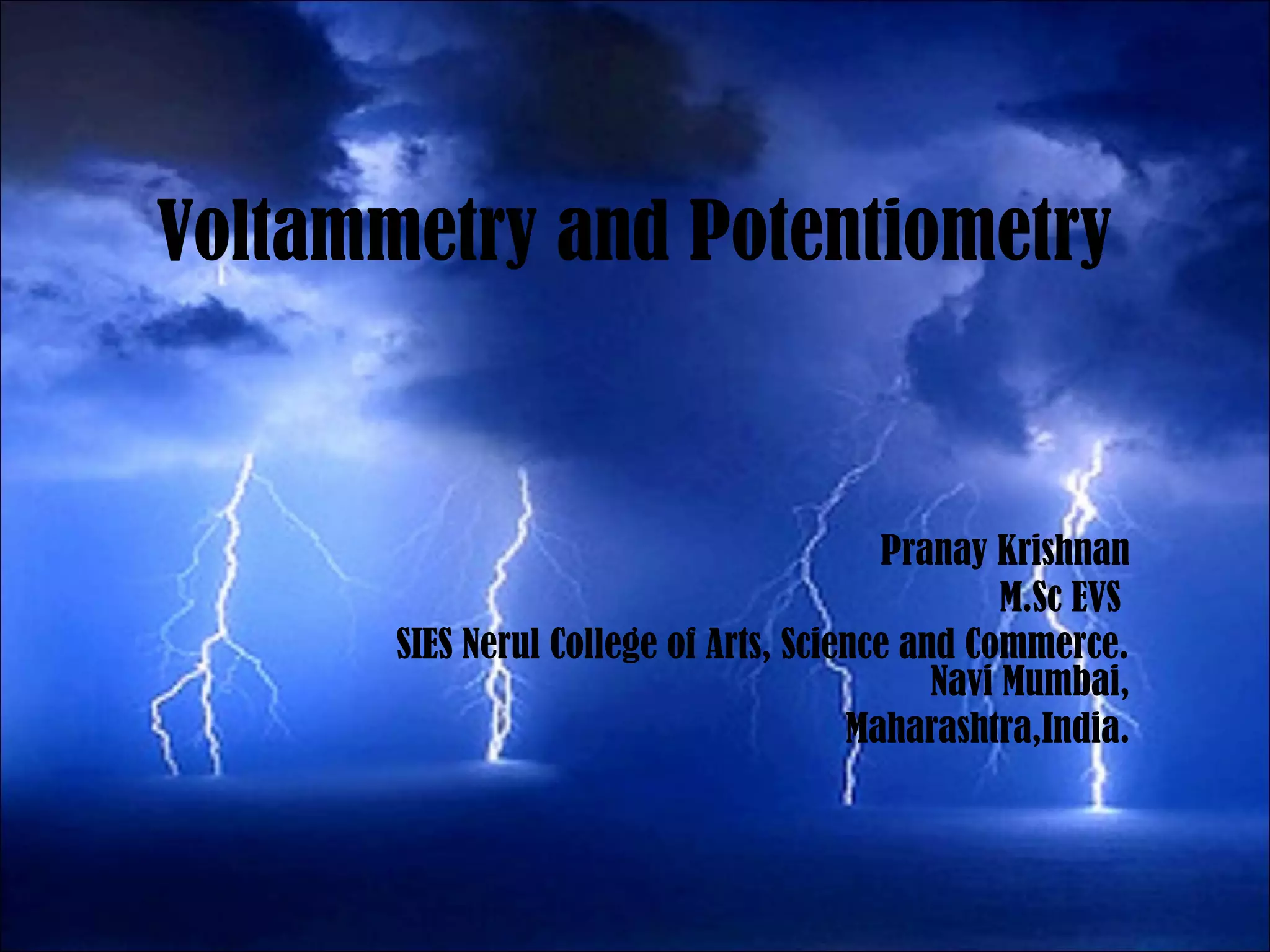 Basics of Voltammetry and Potentiometry | PPT