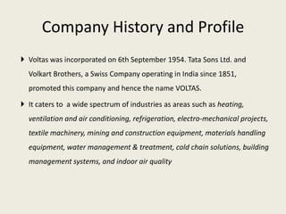 Voltas summer internship project | PPTX