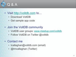 VoltDB : A Technical Overview | PDF