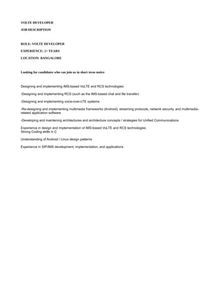 Volte developer | PDF